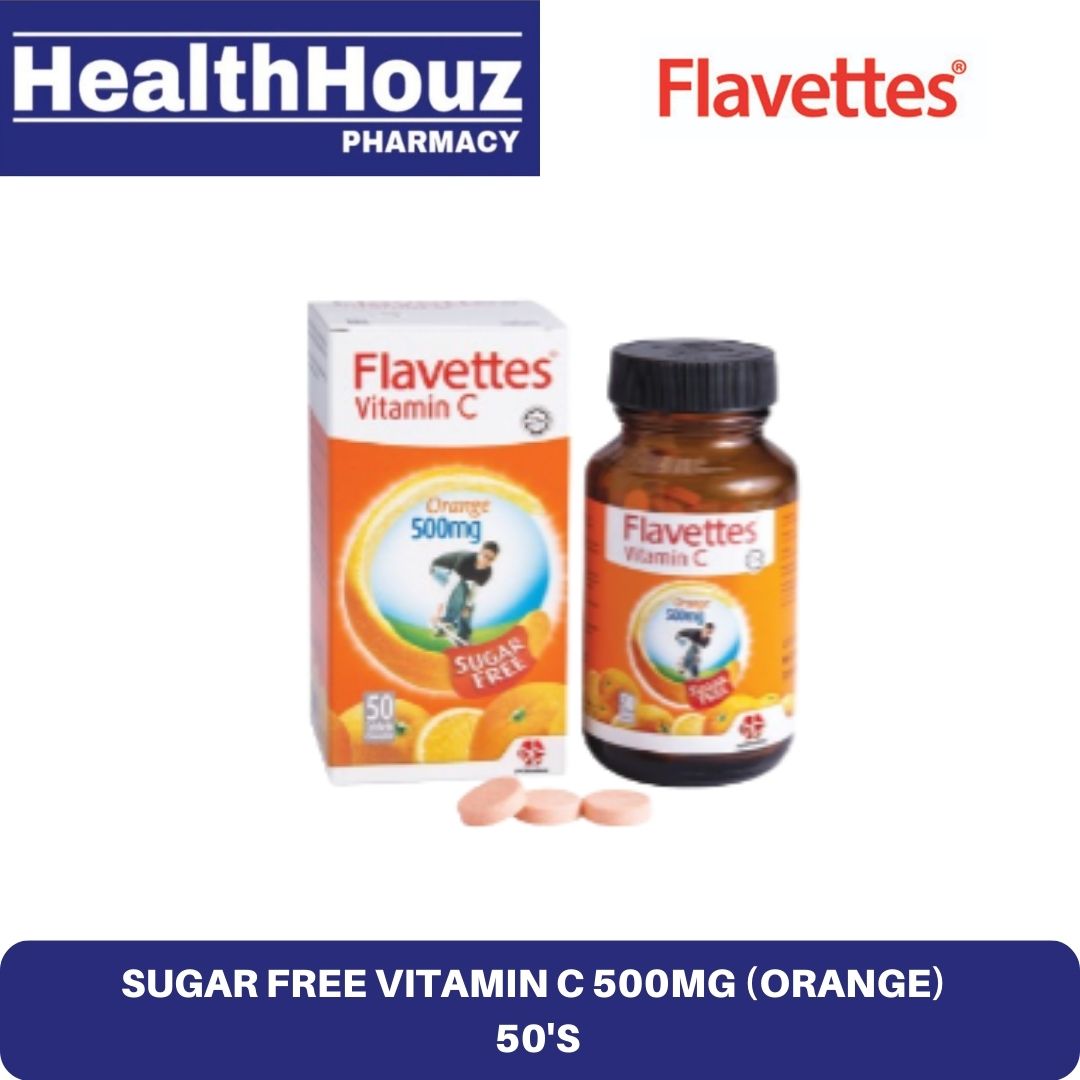 Flavettes Sugar Free Vitamin C 500mg (Orange), 50’s – Health Houz Pharmacy