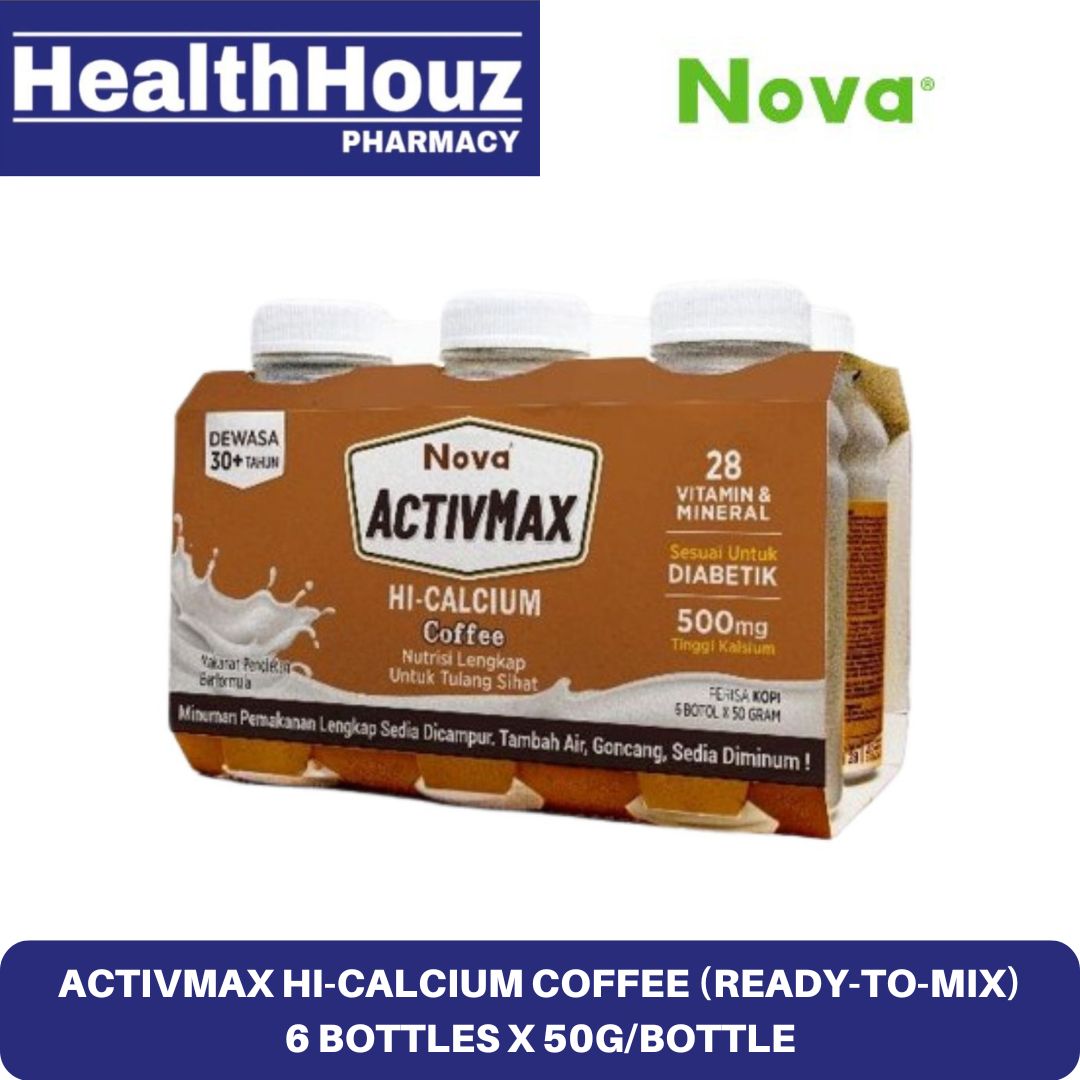 NOVA ACTIVMAX HI-CALCIUM COFFEE (READY-TO-MIX), 6 Bottles x 50g/bottle ...